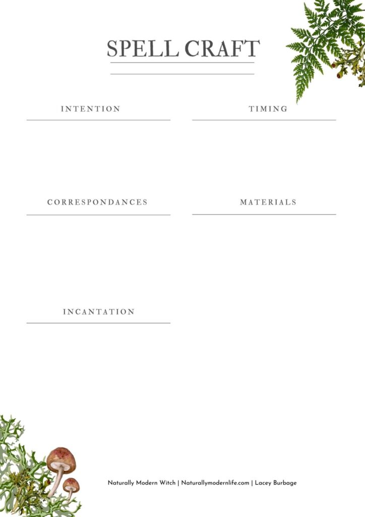 Spellcraft Worksheet - Naturally Modern Witch